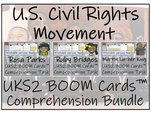UKS2 Civil Rights Movement BOOM Cards™ Comprehension Activity Bundle ...
