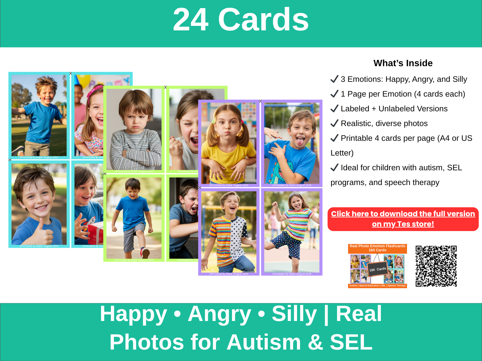 Free Emotions & Feelings Flashcards (Real Photos) for Autism & SEL ...