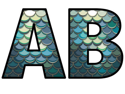 Dragon Fish Scales Shiny Rainbow Story Lettering Set Display Title ...