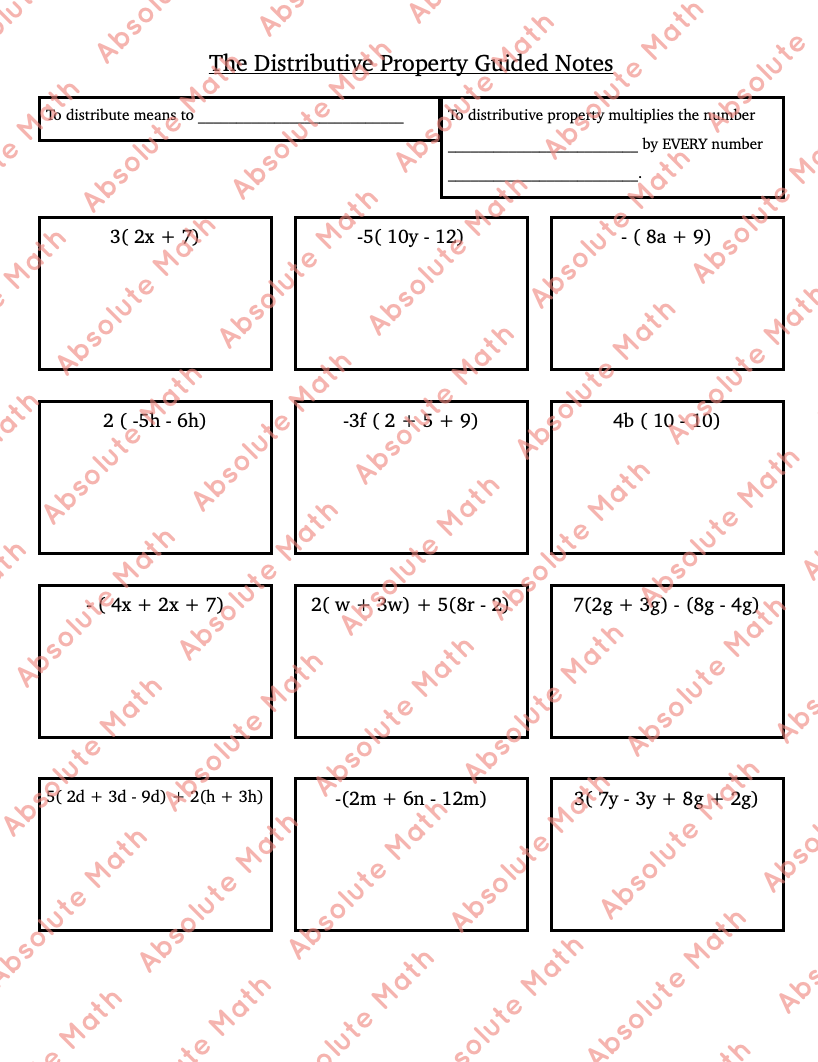 Distributive Property Guided Notes | Teaching Resources