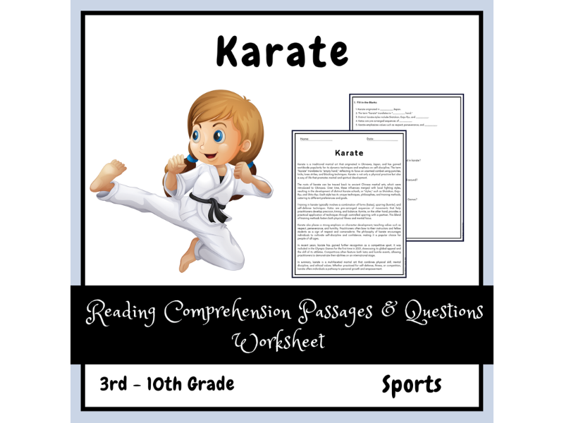 Karate Reading Comprehension Passages & Questions Worksheets | Teaching ...