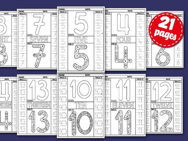 Number Writing Practice 1 20 Tracing Worksheets Number Recognition 