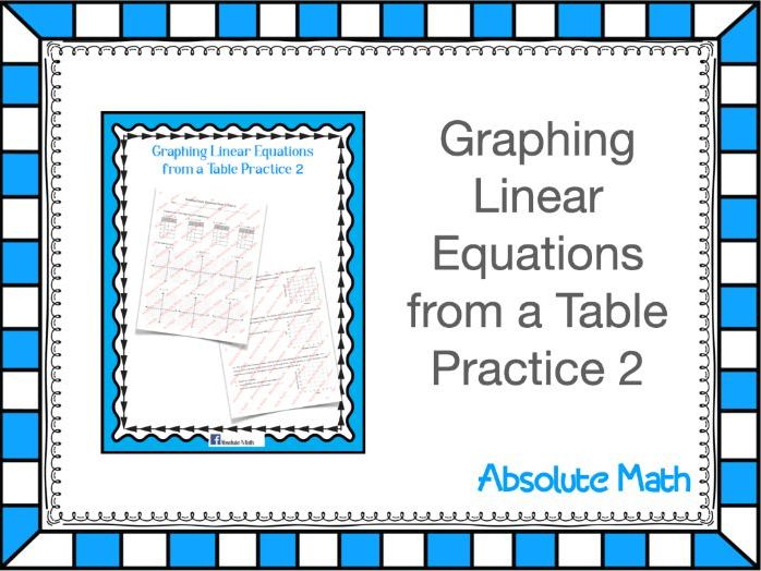 Graphing Linear Equations from a Table Practice 2 | Teaching Resources