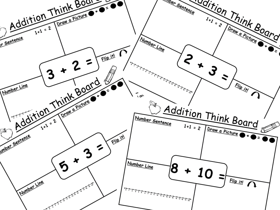 Addition Think Boards - No Prep! Differentiated | Teaching Resources