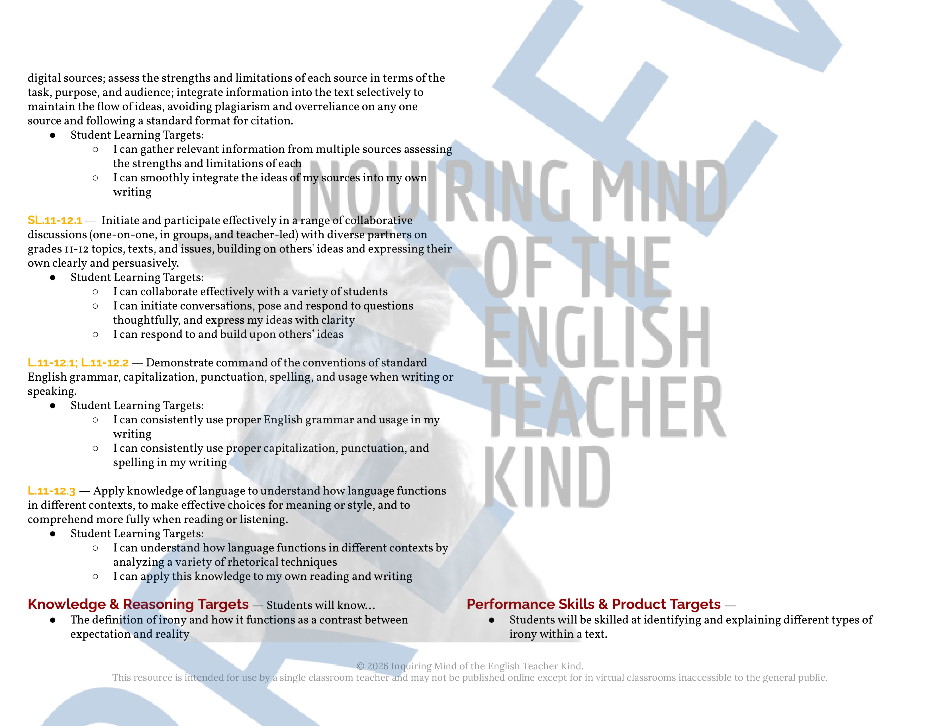 High School Creative Writing Unit Plan and Story Project | Ironic ...