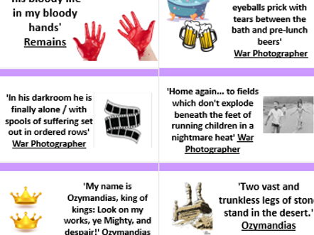 Power and Conflict Poetry - Revision cards | Teaching Resources