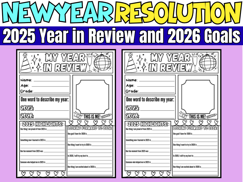 New Year's Resolution Template 2025 Year in Review and 2026 Goals ...
