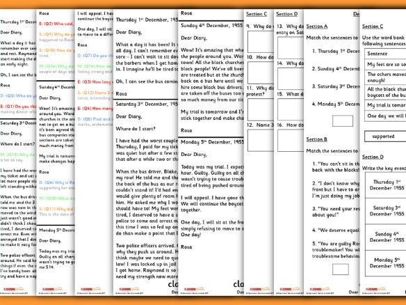 Year 2 Rosa Parks Fictional Diary for Whole Class Guided Reading ...
