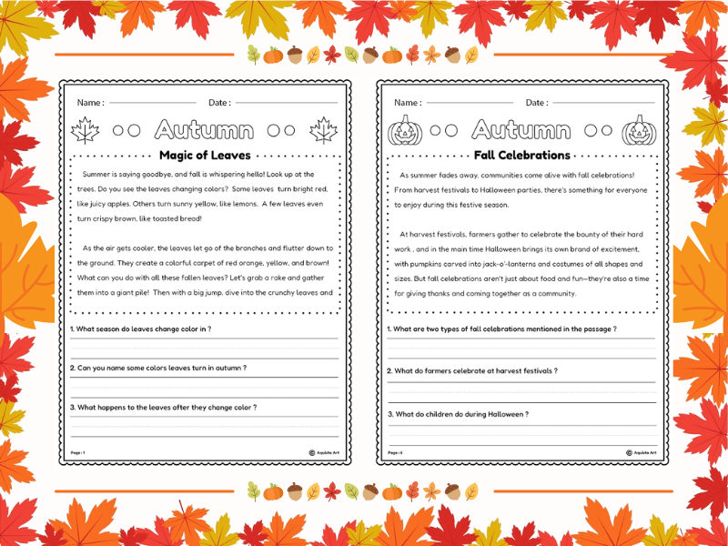 Fall Reading Mystery : 2nd Grade Reading Comprehension Passages ...