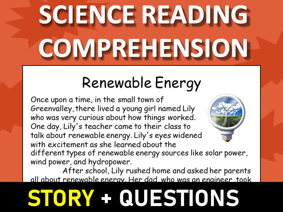 Renewable Energy Reading Science Story Comprehension Questions Worksheet | Teaching Resources