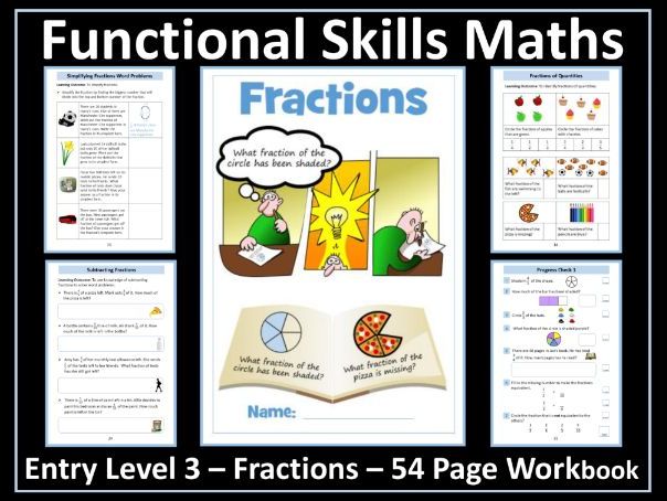 Fractions Functional Skills Maths Entry Level 3 Teaching Resources