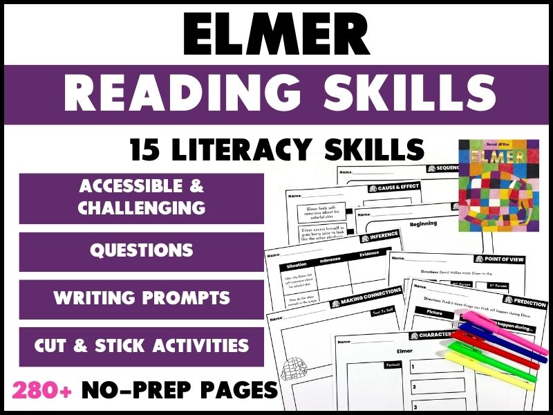 Elmer Activities - Reading Comprehension and Literacy Skills Activities ...