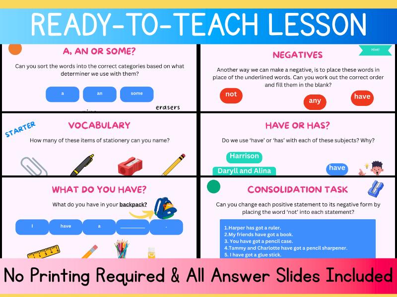 Stationery - What do you have? ESL English Lesson + Activities (1.6 ...
