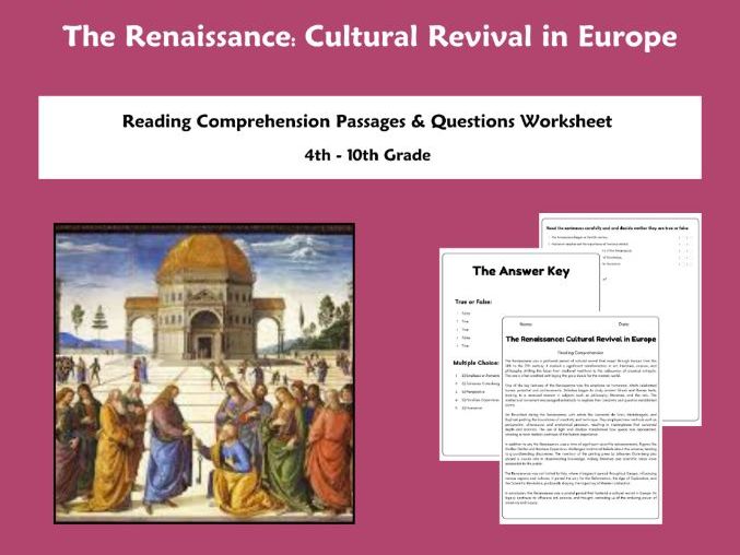 The Renaissance: Cultural Revival in Europe: Reading Comprehension ...