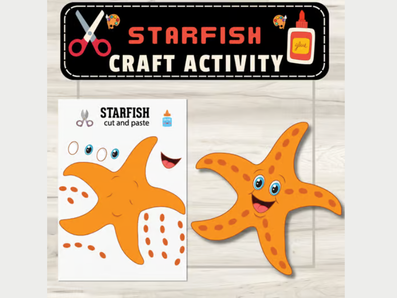 Starfish Craft Cut & Paste Activity: Ocean Animals Summer Craft ...