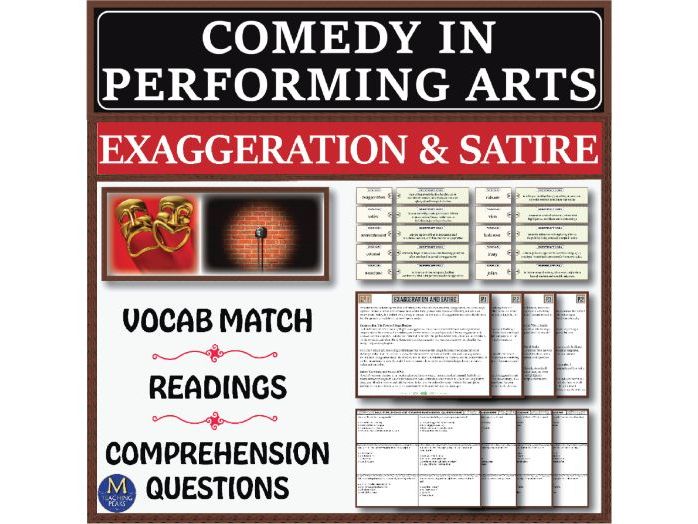 Comedy: Exaggeration & Satire Reading Comprehension & Sort Activity ...
