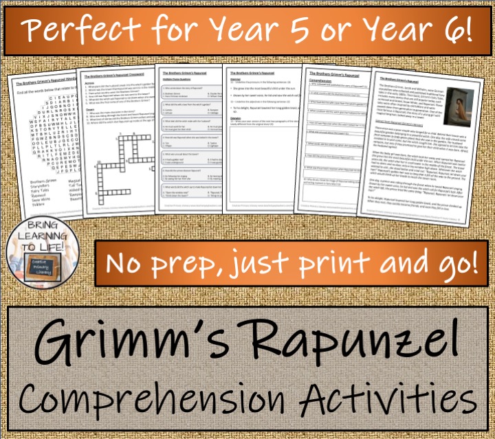 Brothers Grimm's Rapunzel Reading Comprehension | Year 5 or Year 6 ...