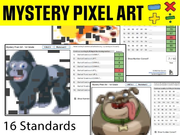 FREE Premium Mystery Pixel Art 1st Grade Common Core Math | Teaching ...