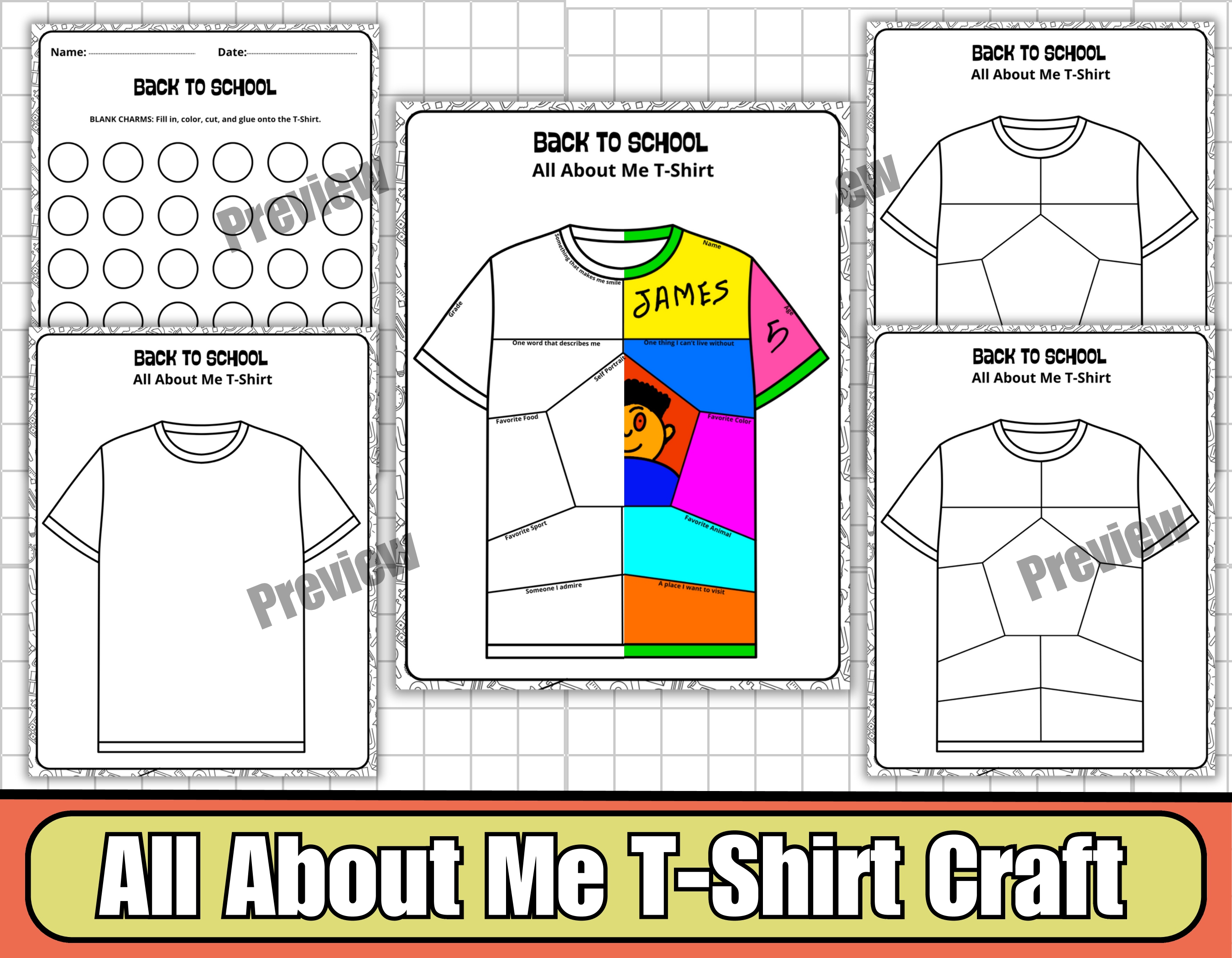All About Me T-Shirt-Get to Know Me-Back to School Activity-Cut & Paste ...