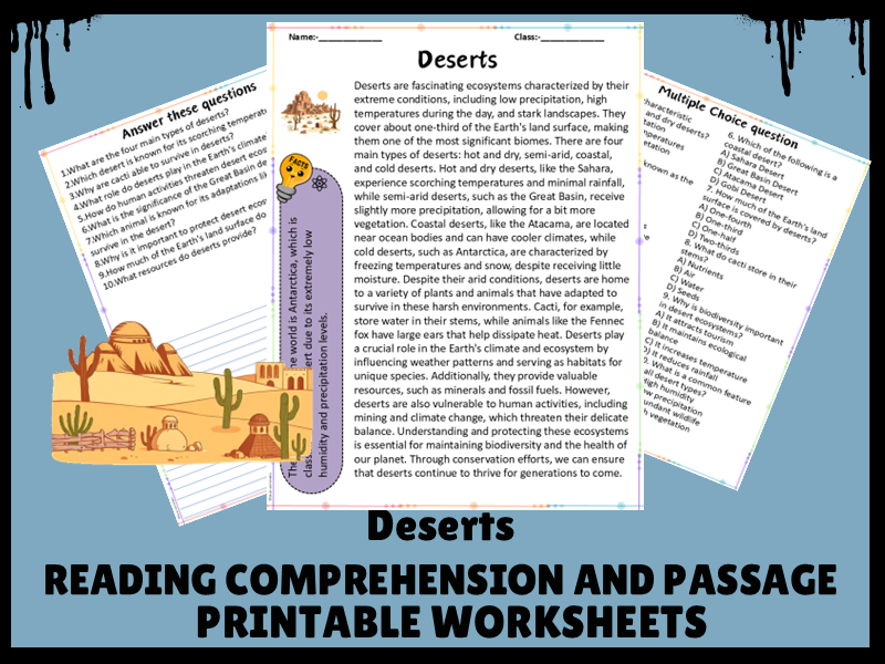 Exploring Deserts: Engaging Reading Passage with Thought-Provoking ...