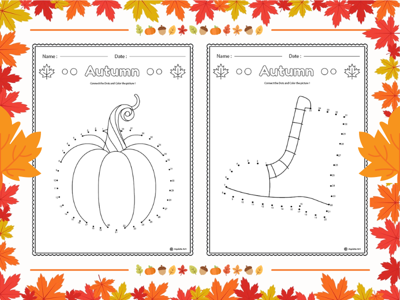 Fall Dot to Dot Drawing Activity Printables : Autumn Connect the Dots ...