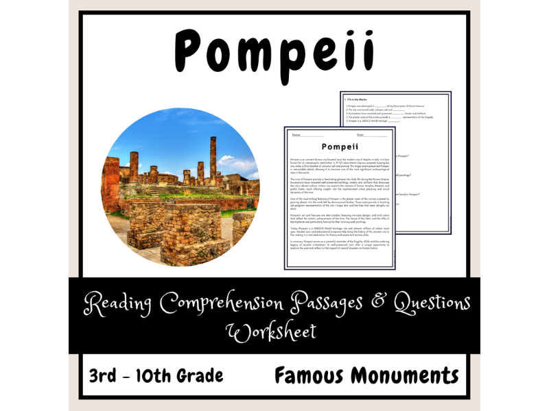 Pompeii Reading Comprehension Passages & Questions Worksheets ...