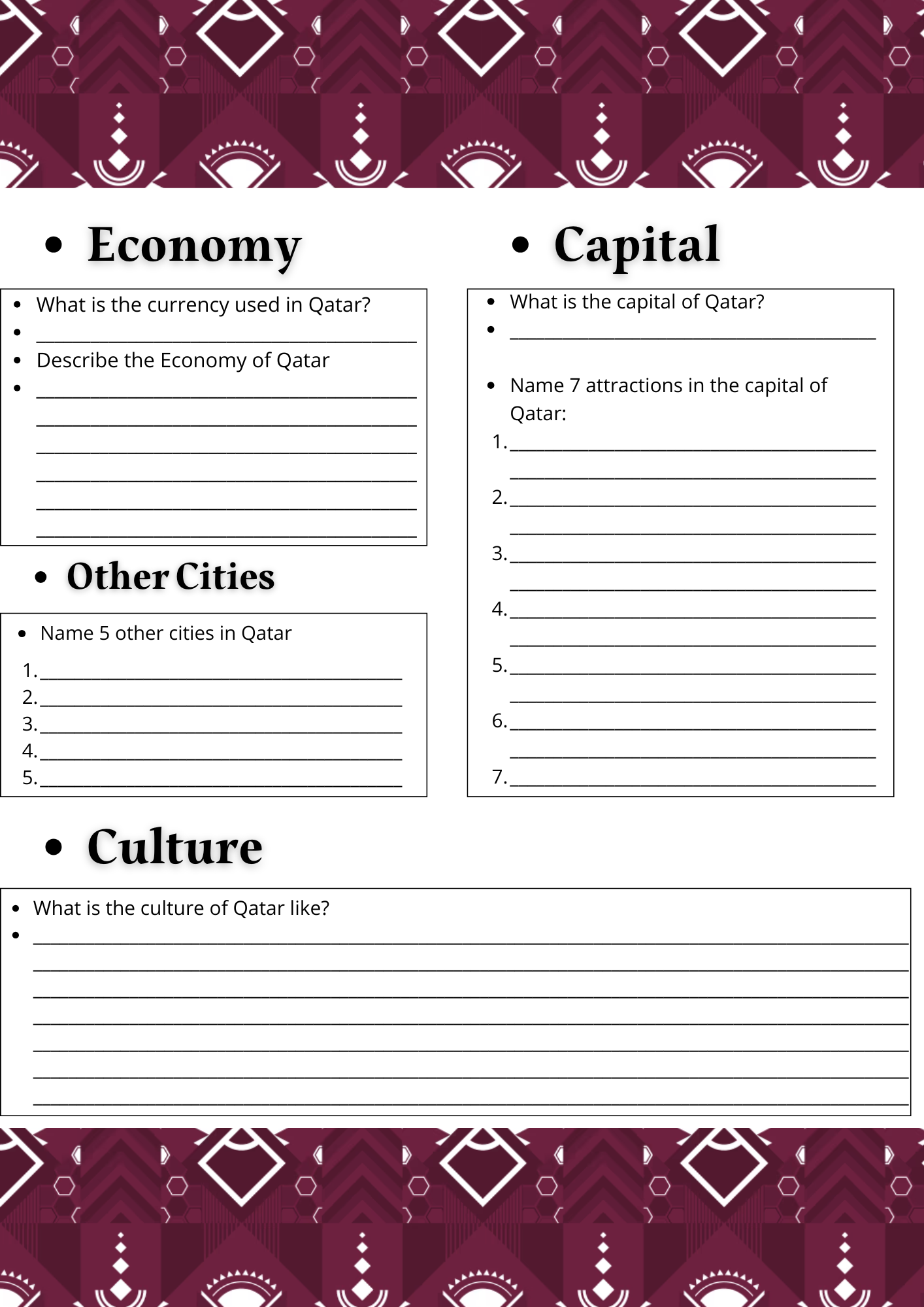 Country Study Research Project on Qatar - Social Studies Report - West ...