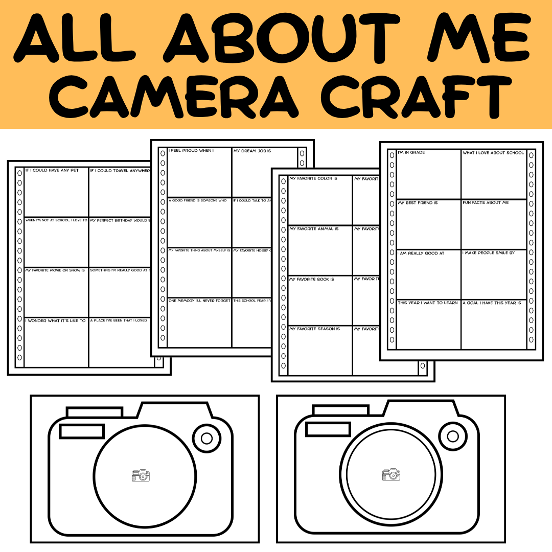 All About Me Camera Craft | Back to School Writing Activity | First ...