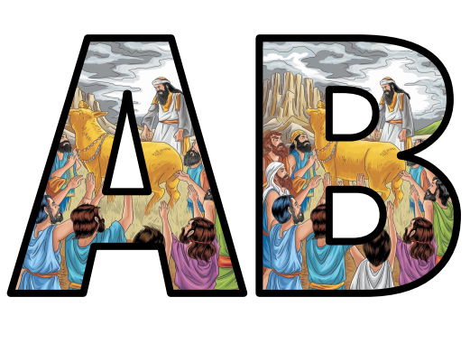 Israelites worshipping a golden calf Moses Lettering Set Display Title ...