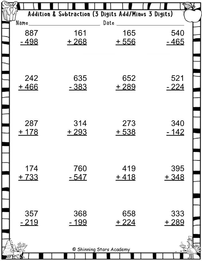 3-Digit Mixed Addition & Subtraction With Regrouping Worksheets ...