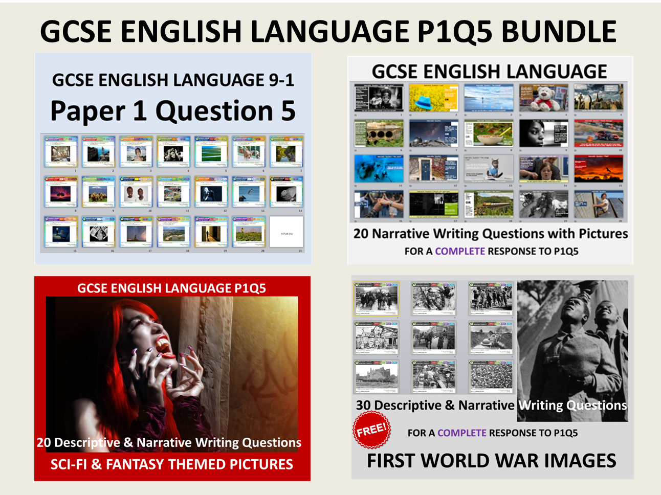GCSE English 9 1 Descriptive And Narrative Writing Questions Bundle GCSE English 9 1 Descriptive And Narrative Writing Questions Bundle