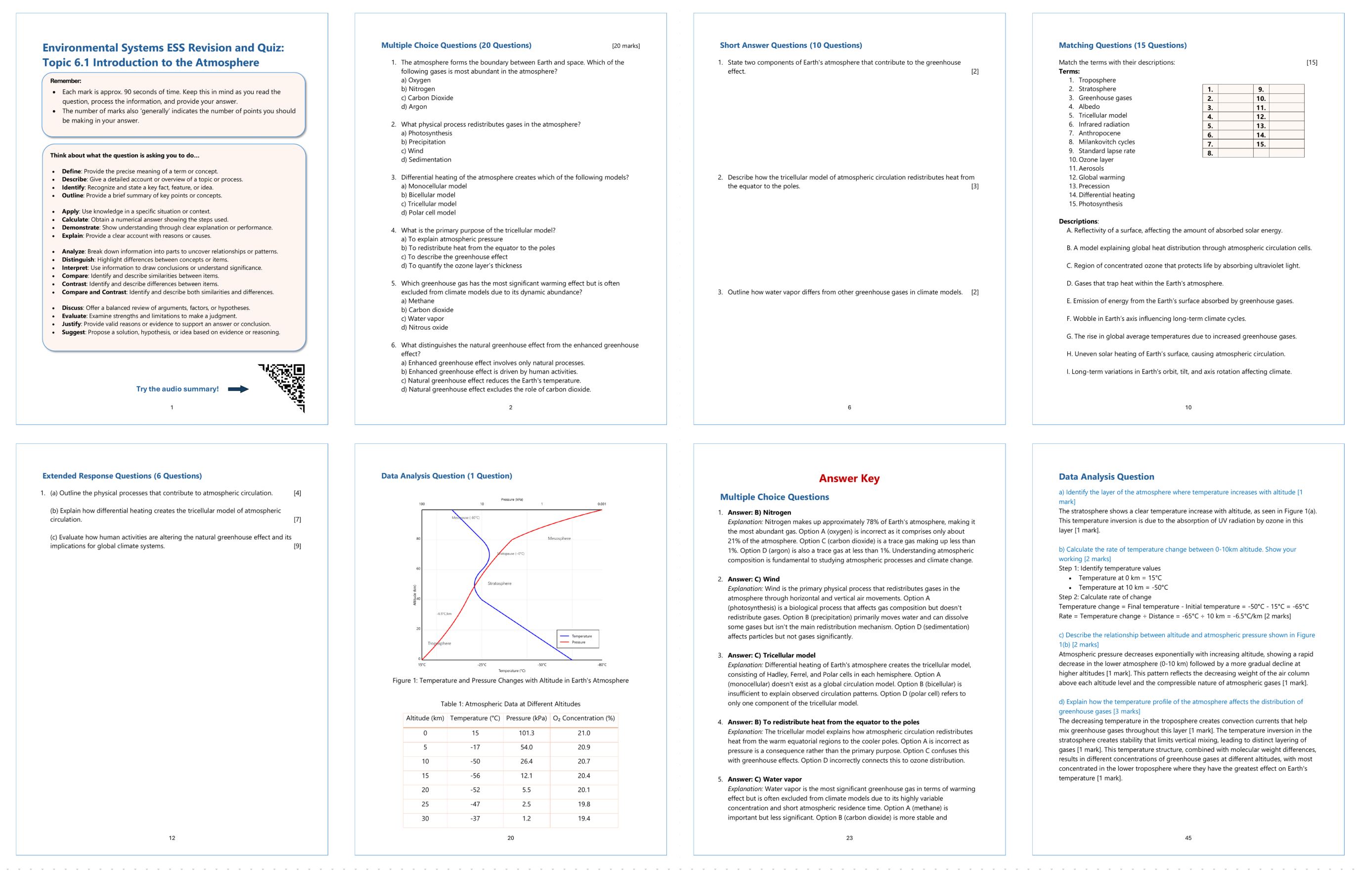 IB DP ESS 6.1 The Atmosphere: Quiz & Revision Worksheets - 2026 ...