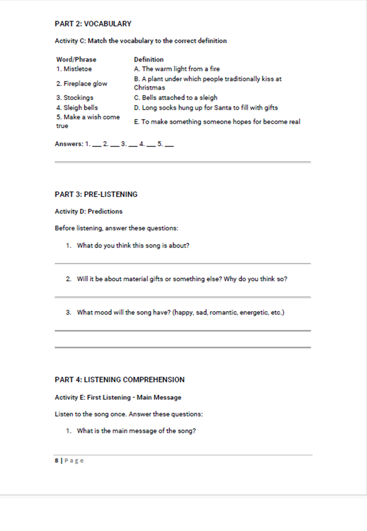All I Want for Christmas Is You - Complete 90' ESL Lesson Plan with ...