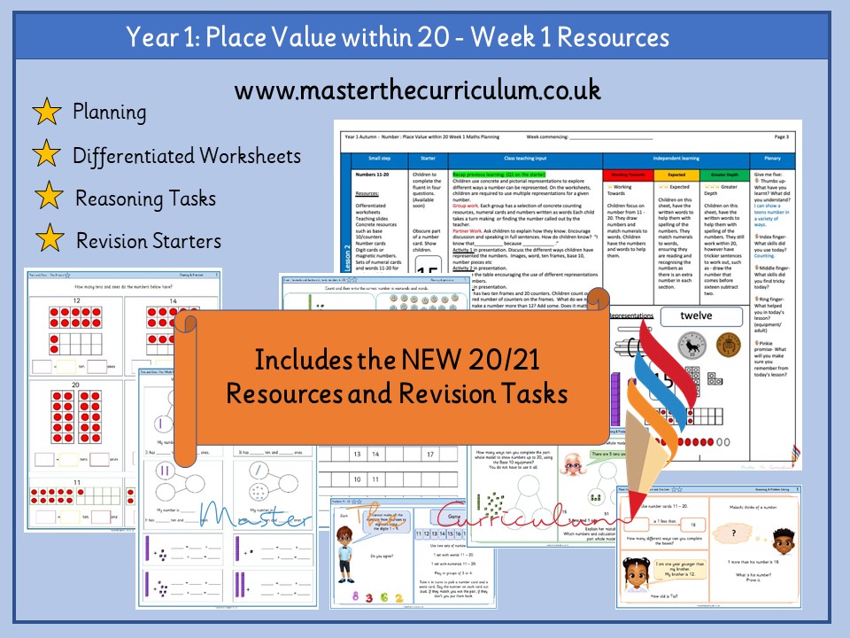 Year 1-Week 1- Place Value to 20 -Differentiated Worksheets- White Rose ...