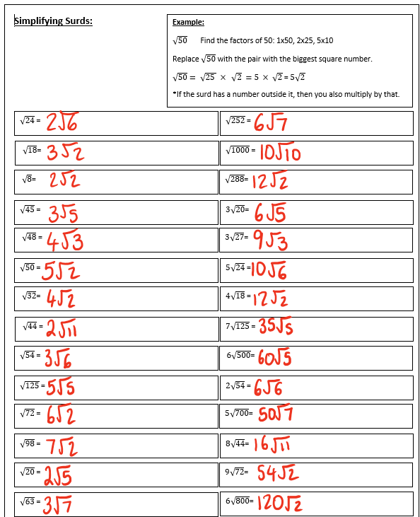 Surds Simplifying, Add, Subtract, Multiply, Divide, Expanding brackets ...