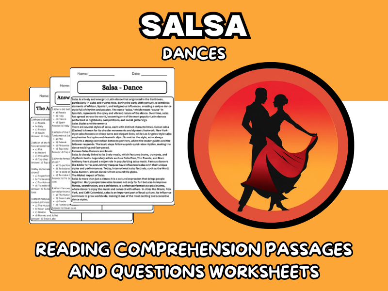 Dances Reading Comprehension Passages and Questions Worksheets Bundle ...