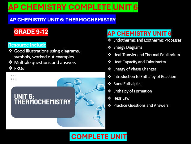 AP Chemistry Unit 6: Thermochemistry Complete Unit | Teaching Resources