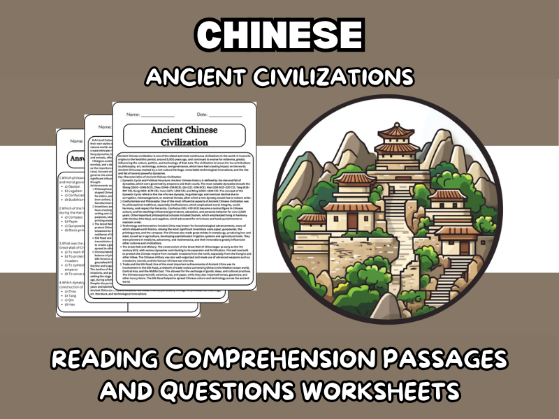 Chinese - Ancient Civilizations Reading Comprehension Passages and ...