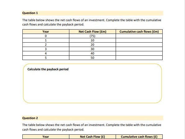 Payback Period for Business Studies. Case Study Style Practise ...