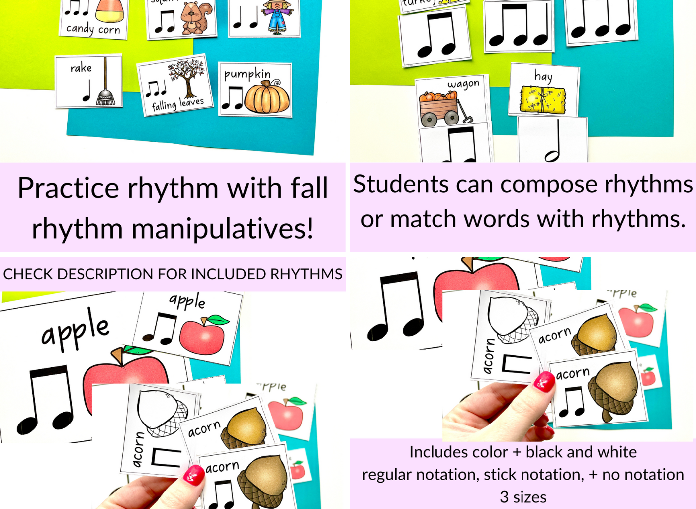 Fall Pumpkin Printable Rhythm Manipulatives + Composition | Teaching ...