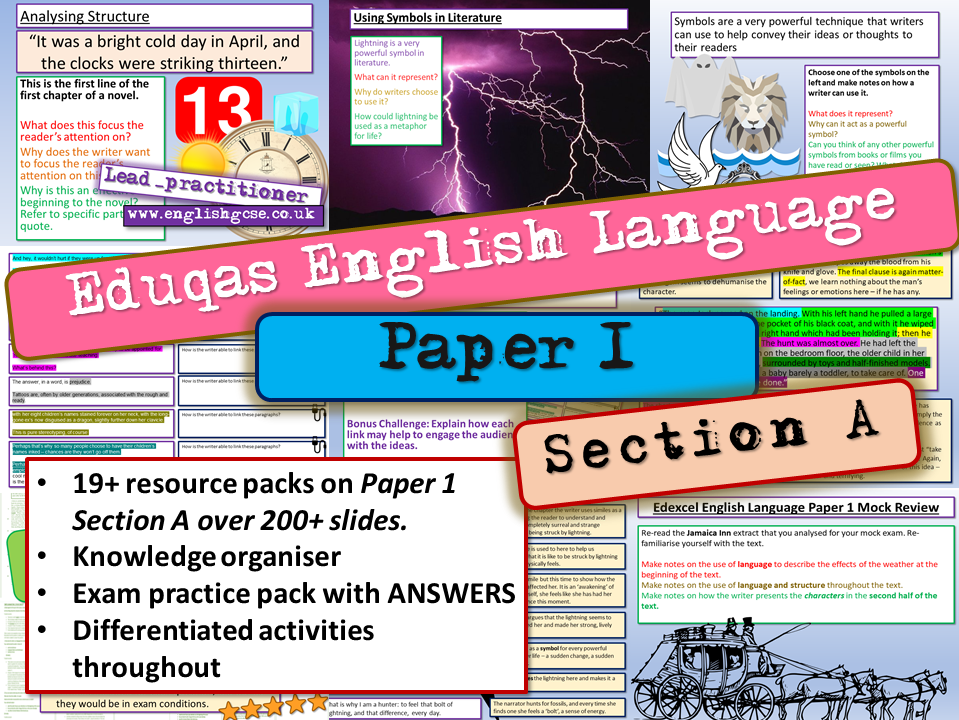 Eduqas Gcse English Language Component 1 Paper Teaching Resources Grade