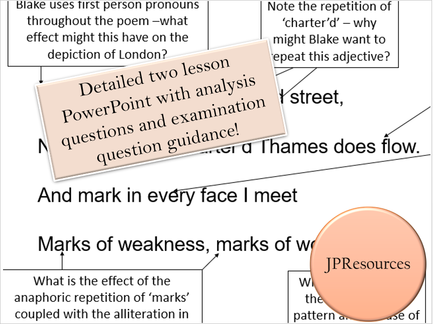London by William Blake - AQA Poetry - two GCSE lessons | Teaching ...