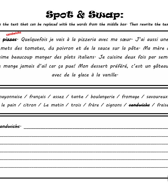 Spot and Swap - La nourriture - Food - French | Teaching Resources