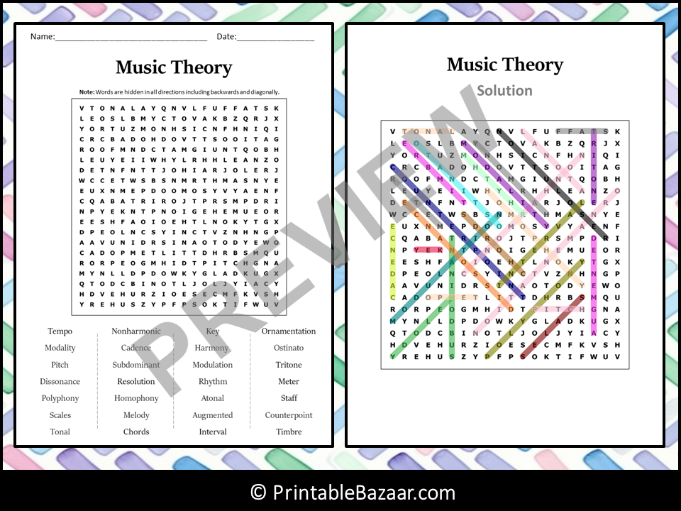 Music Theory Puzzles Printable
