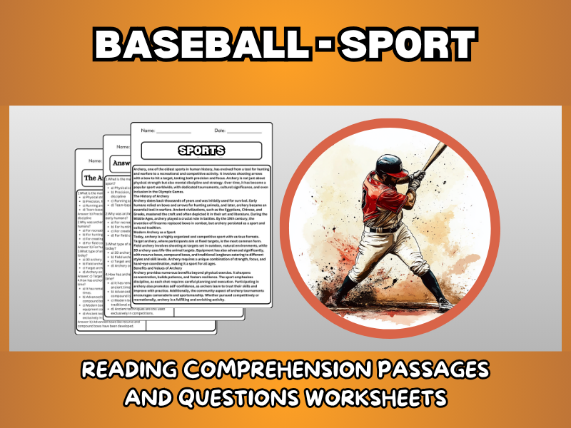 Baseball - Sport Reading Comprehension Passages and Questions ...