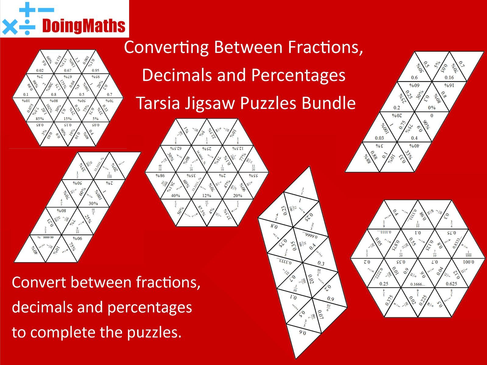 Converting Between Fractions Decimals And Percentages Differentiated