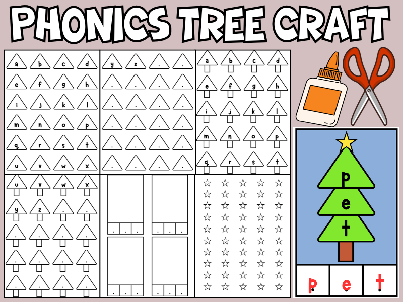 Christmas & Winter CVC Phonics Tree Craft | Build & Read CVC Words ...