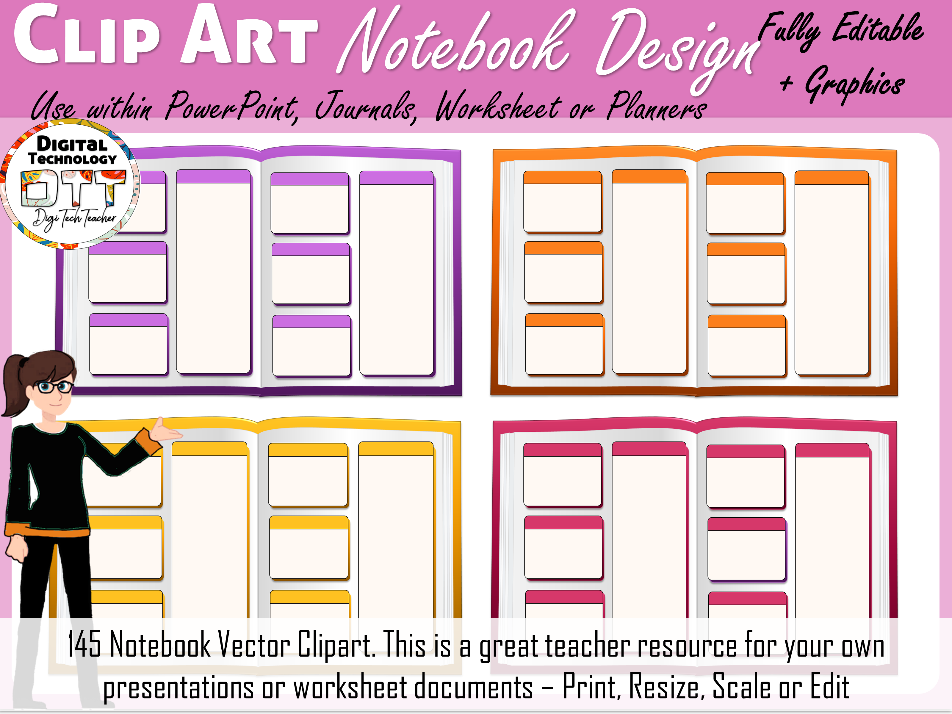 Notebook Text Frame Vector Clipart, Text Frame Clipart, Notebook Vector ...