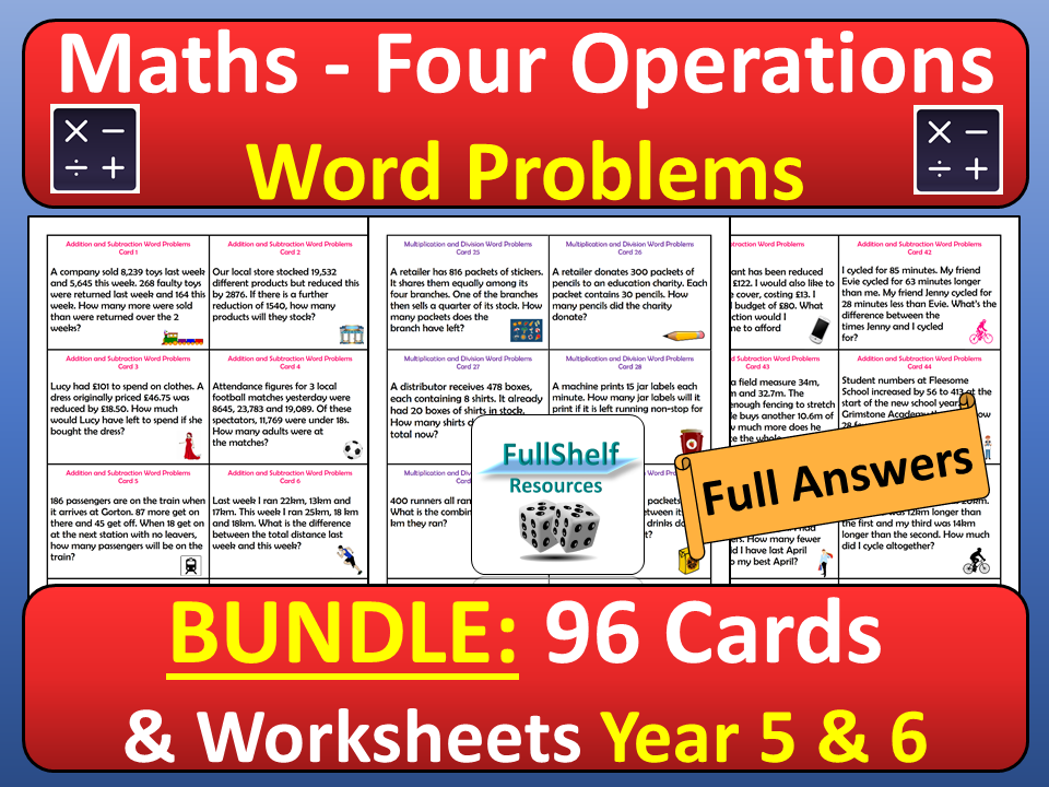 Four Operations Maths Word Problems Multi Step KS2 BUNDLE Teaching