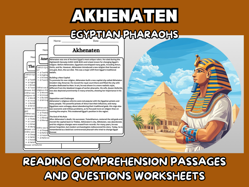 Akhenaten - Egyptian Pharaohs Reading Comprehension Passages and ...